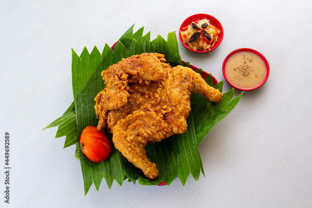 Whole Butterfly Fried Chicken with Gravy and Atchara (Pickled Papaya ...