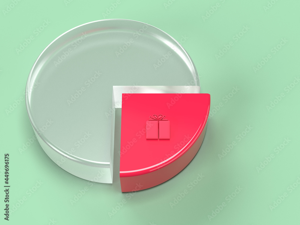 3D rendered pie chart in neutral colors with different sized parts on a ...