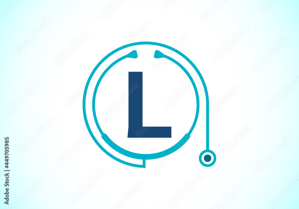 Initial L monogram alphabet with doctor stethoscope. Vector stethoscope ...