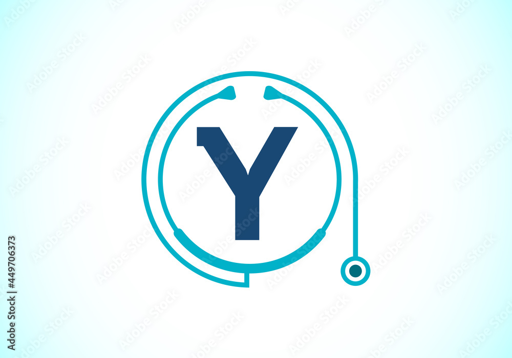 Initial Y monogram alphabet with doctor stethoscope. Vector stethoscope ...