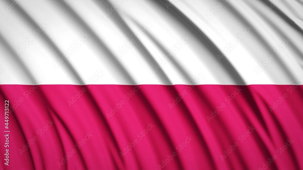 Poland flag. Waving national flag. State symbols. Realistic 3D render ...