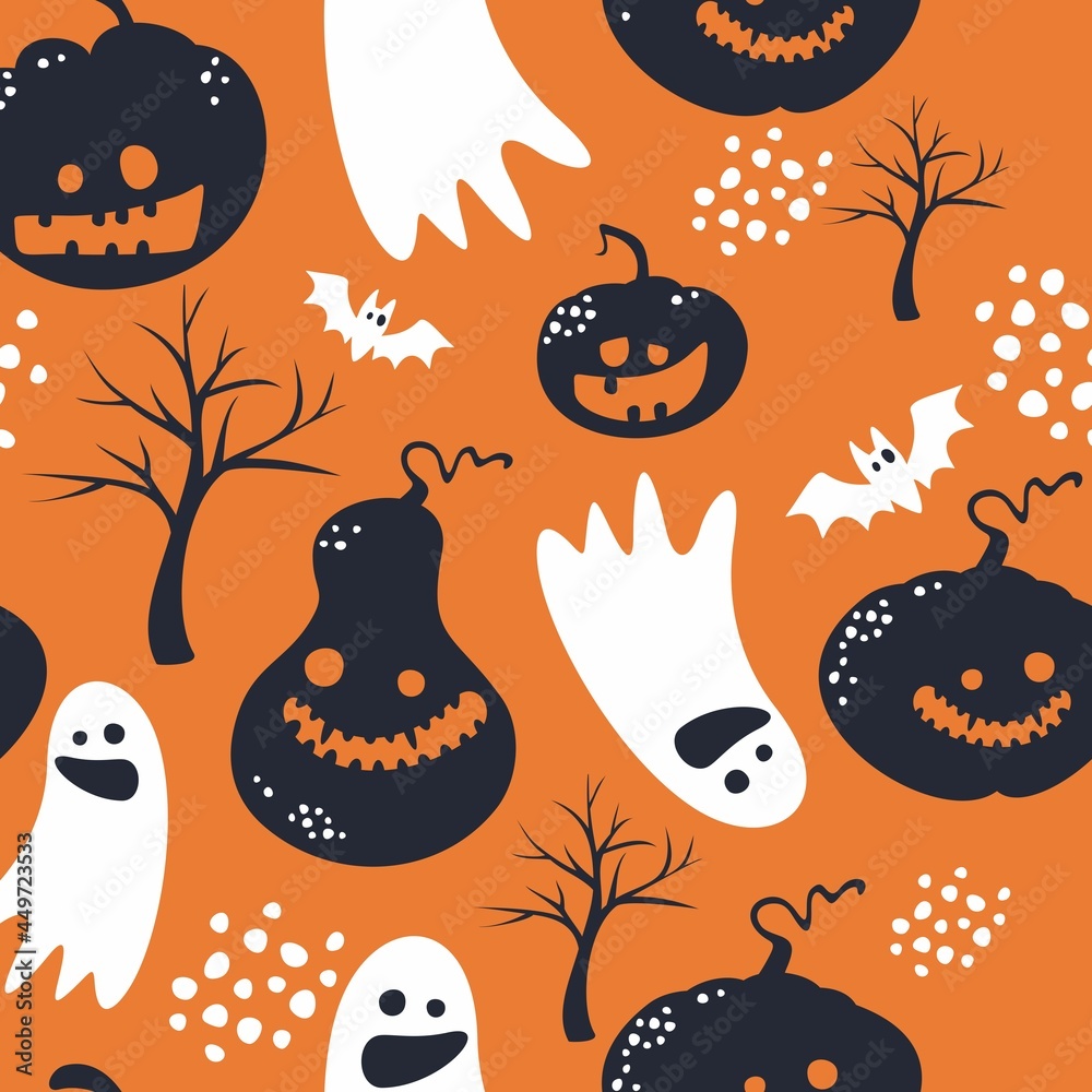 Seamless pattern for Halloween. Scary background with monsters ...
