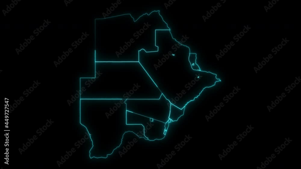 Animated Outline Map of Botswana Districts vídeo do Stock | Adobe Stock