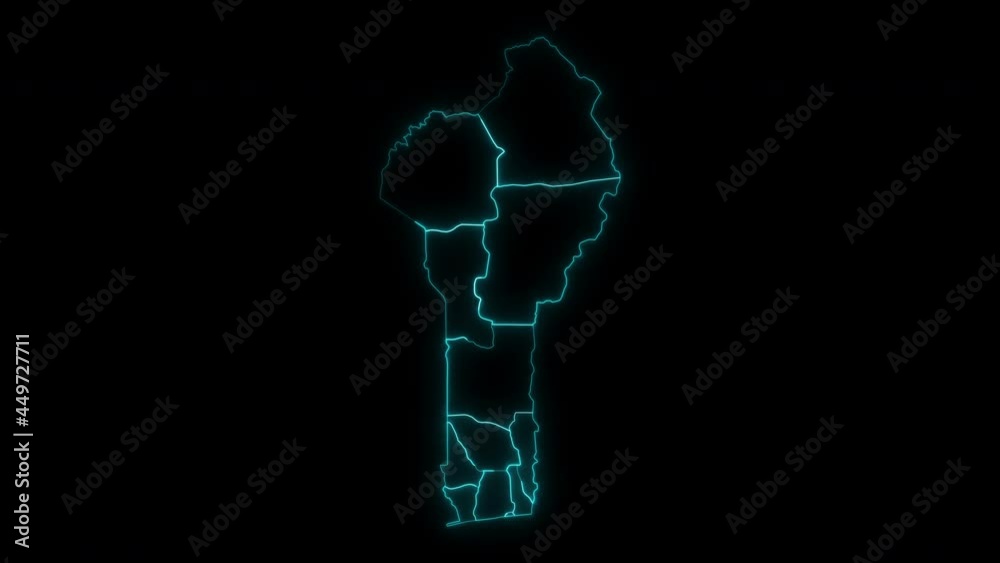 Animated Outline Map of Benin with Departments Stock 비디오 | Adobe Stock