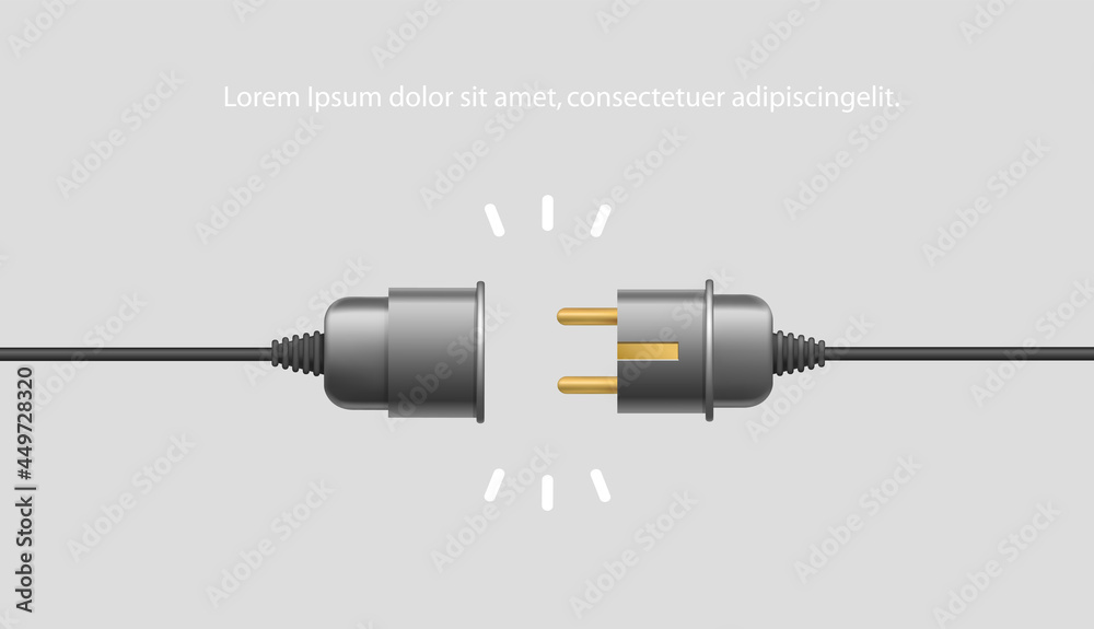 Realistic vector electric Plug black color and Socket unplugged ...