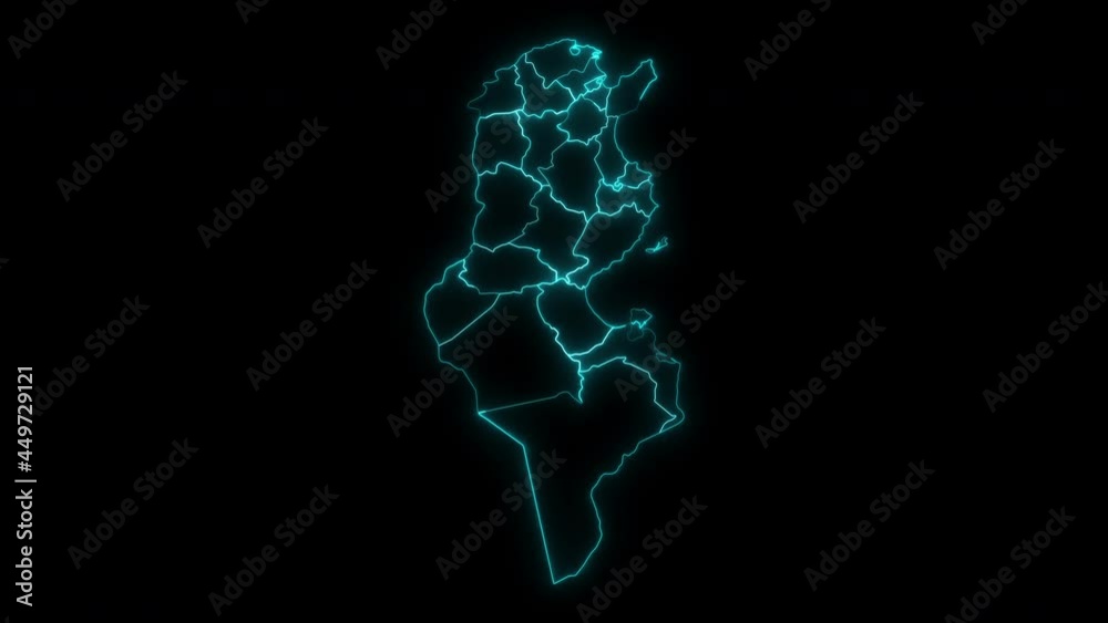 Animated Outline Map of Tunisia with Governorates vídeo de Stock ...