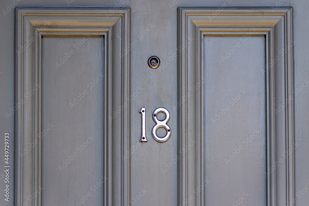 House number 18 with lines Stock Photo | Adobe Stock
