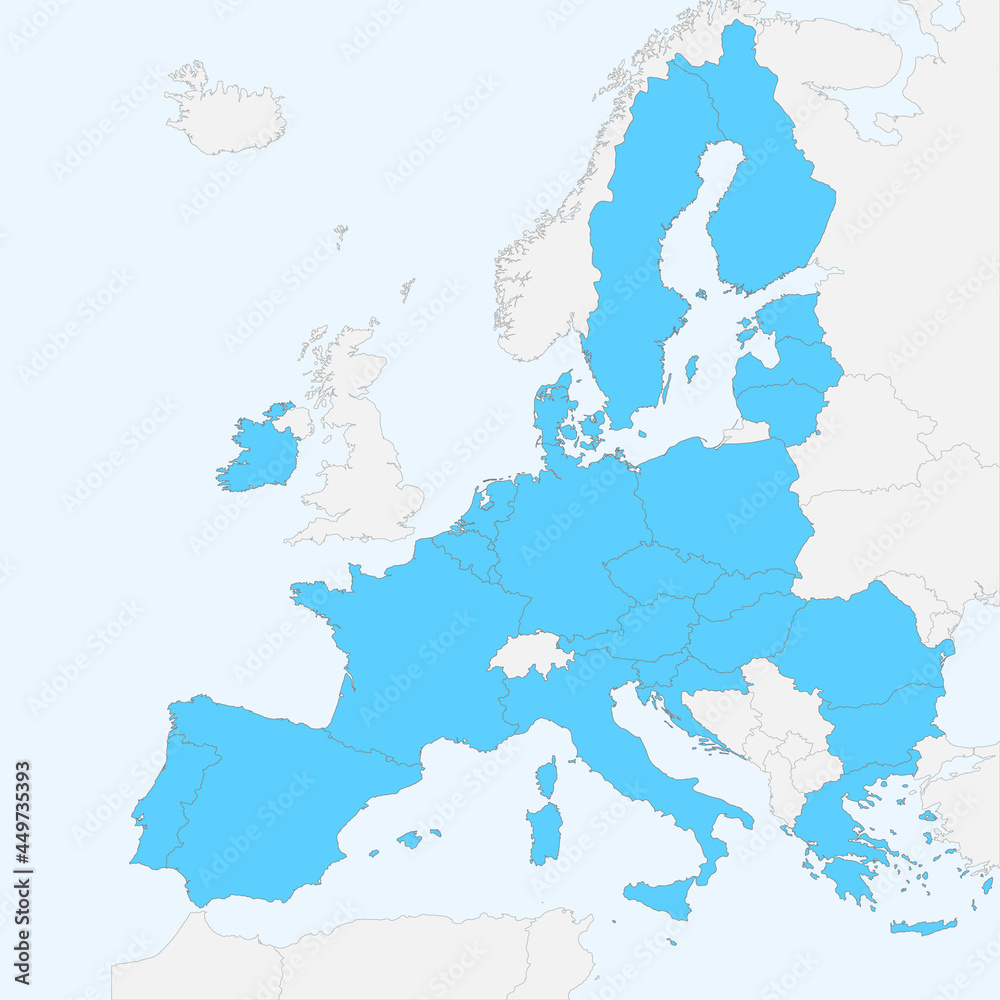 Plakat detailed map of europe with borders of european union countries ...
