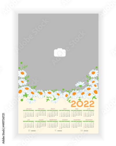 Wall Photo Calendar 2022. Beautiful, elegant , floral vertical photo ...