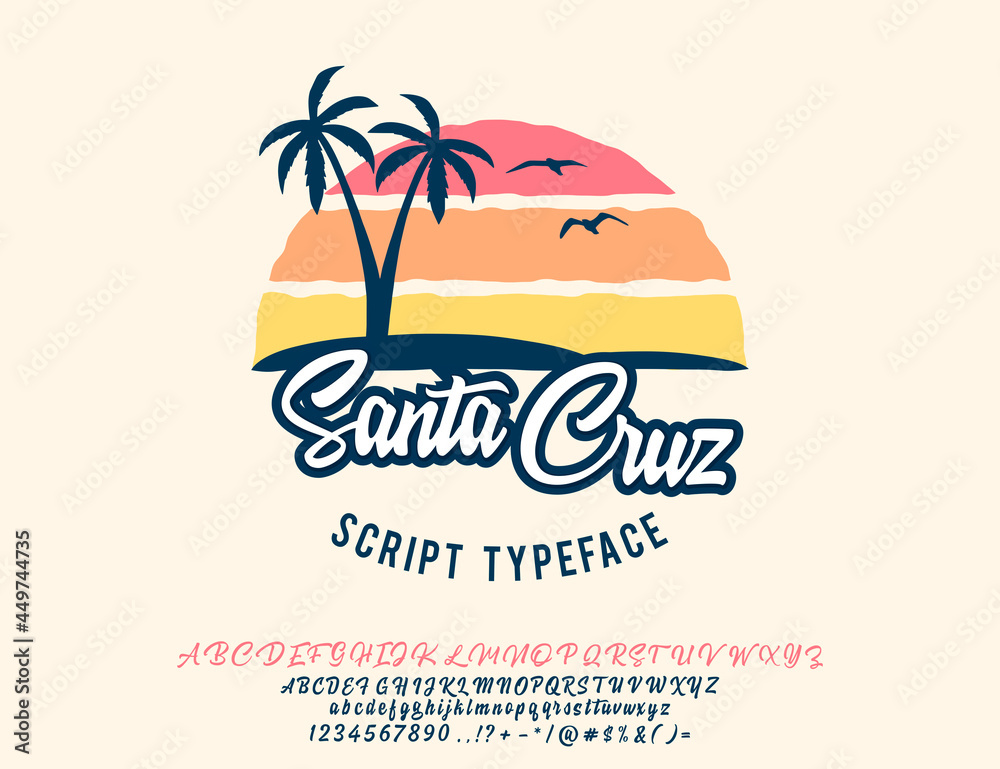 Vecteur Stock Santa Cruz. Vintage brush script. Handmade font. Retro ...
