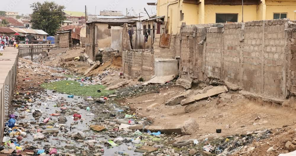 Muslim neighborhood poverty pollution homes Accra Ghana. West Africa on ...