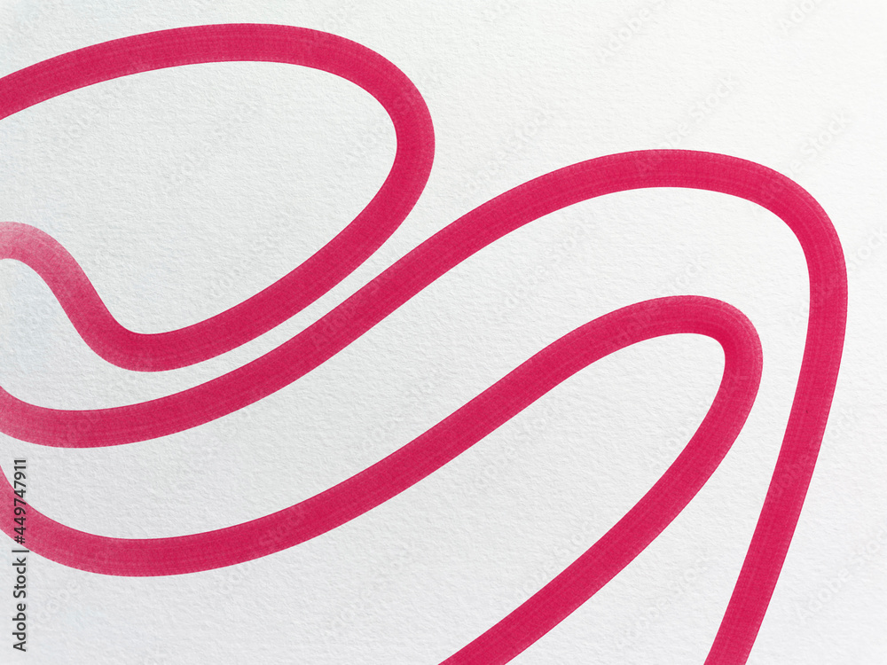 red paint curvy lines on white paper textured background, abstract ...