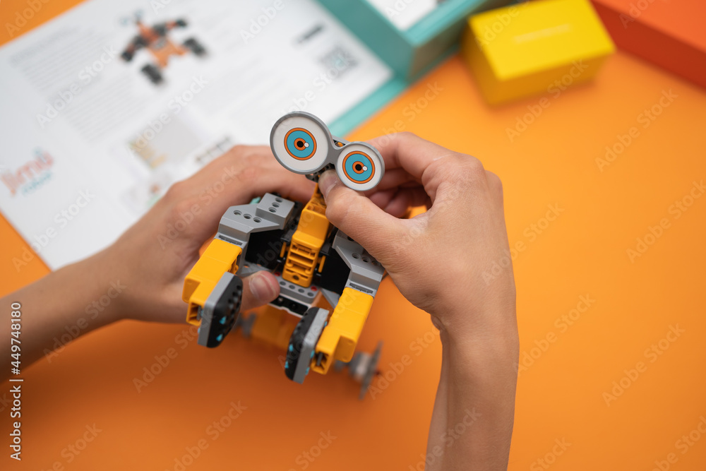 Minsk, Belarus. August, 2021. Ubtech Jimu Robot. Branded packaging next ...