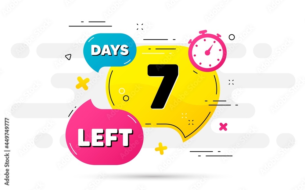 Seven days left icon. Countdown number on abstract flow pattern. 7 days ...