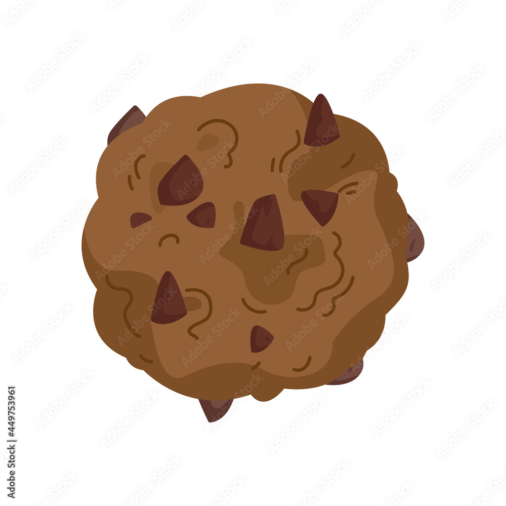 Chocolate chip cookies with dark chocolate pieces. Vector illustration ...