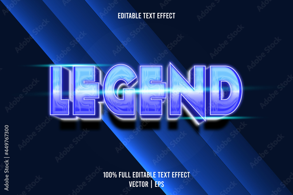 Legend editable text effect 3 dimension emboss neon style Stock Vector ...