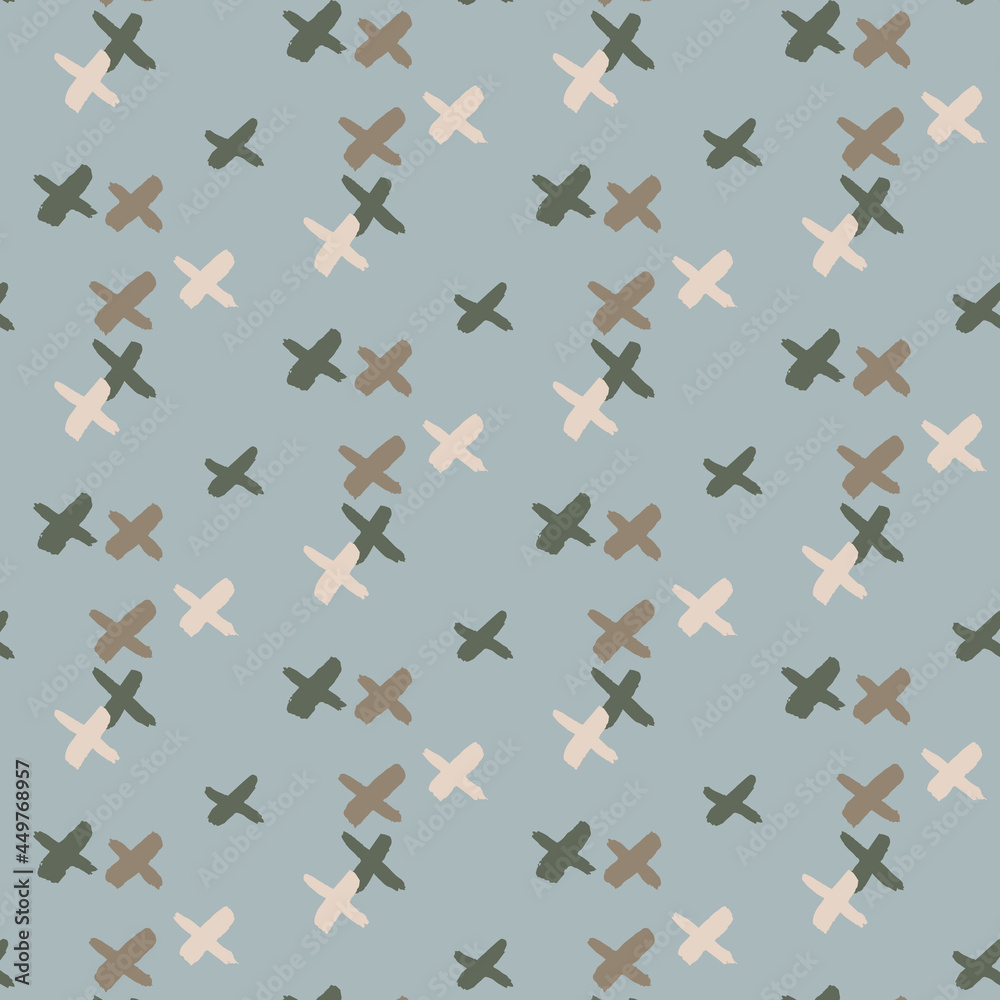 Vector pattern of their brown, beige and gray crosses on a blue ...