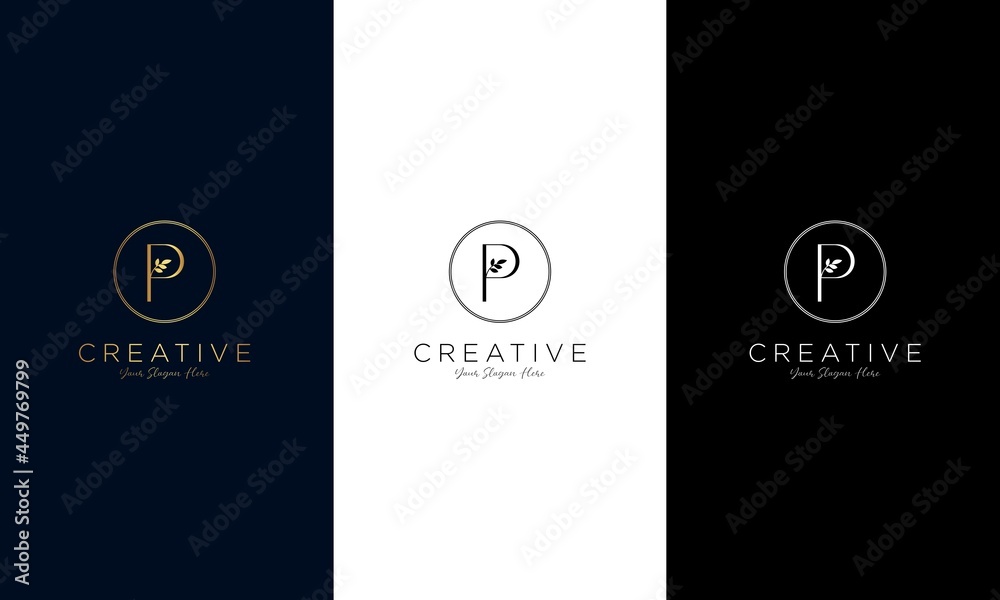 Letter P logo design, feminime logo, gold logo design, elegant, simple ...