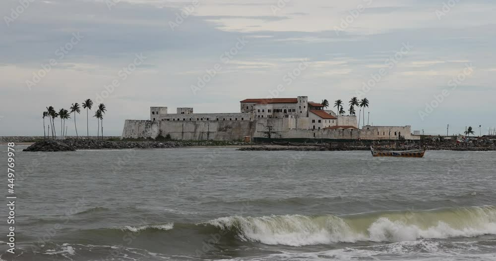 Elmina Castle across bay at Cape Coast Ghana Africa. Ghana West Africa ...