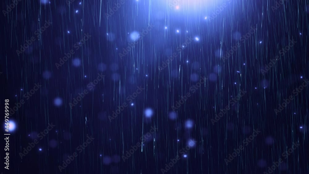 Cinematic Rain Background, with particles flying over background, night ...