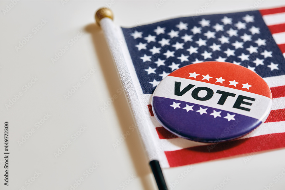 Vote pin on American Flag Stock Photo | Adobe Stock
