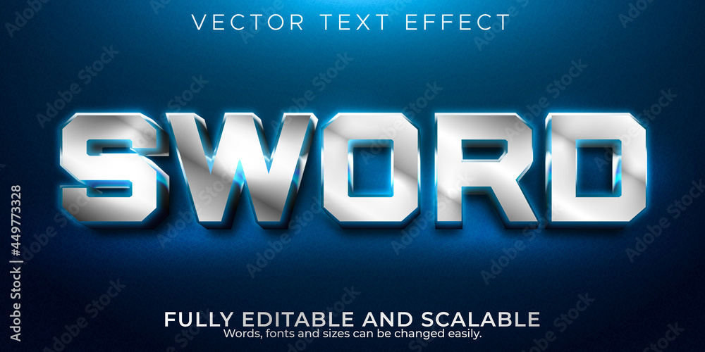 Sword editable text effect, metallic and gaming text style. Stock ...