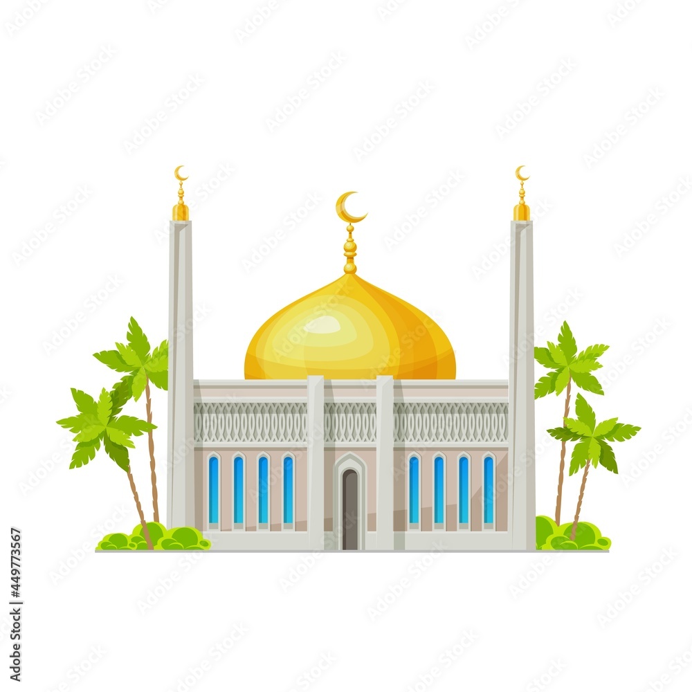 Muslim mosque building icon. Islam religion temple, arabian culture ...