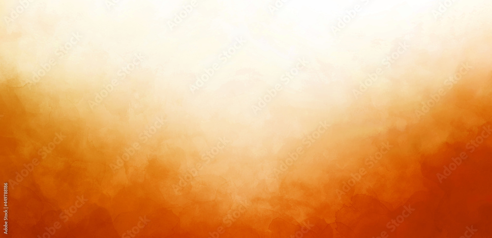 orange watercolor border on white background, gradient texture and ...