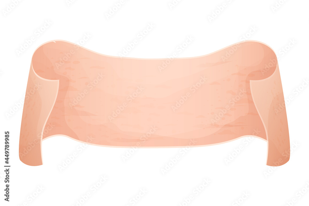 Parchment paper, scroll papyrus, empty frame, blank in cartoon style detailed isolated on white ...