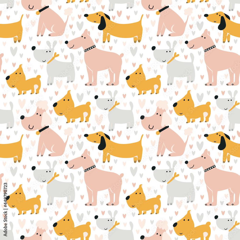 dogs pattern. Cute seamless print. Background for printing on fabric ...