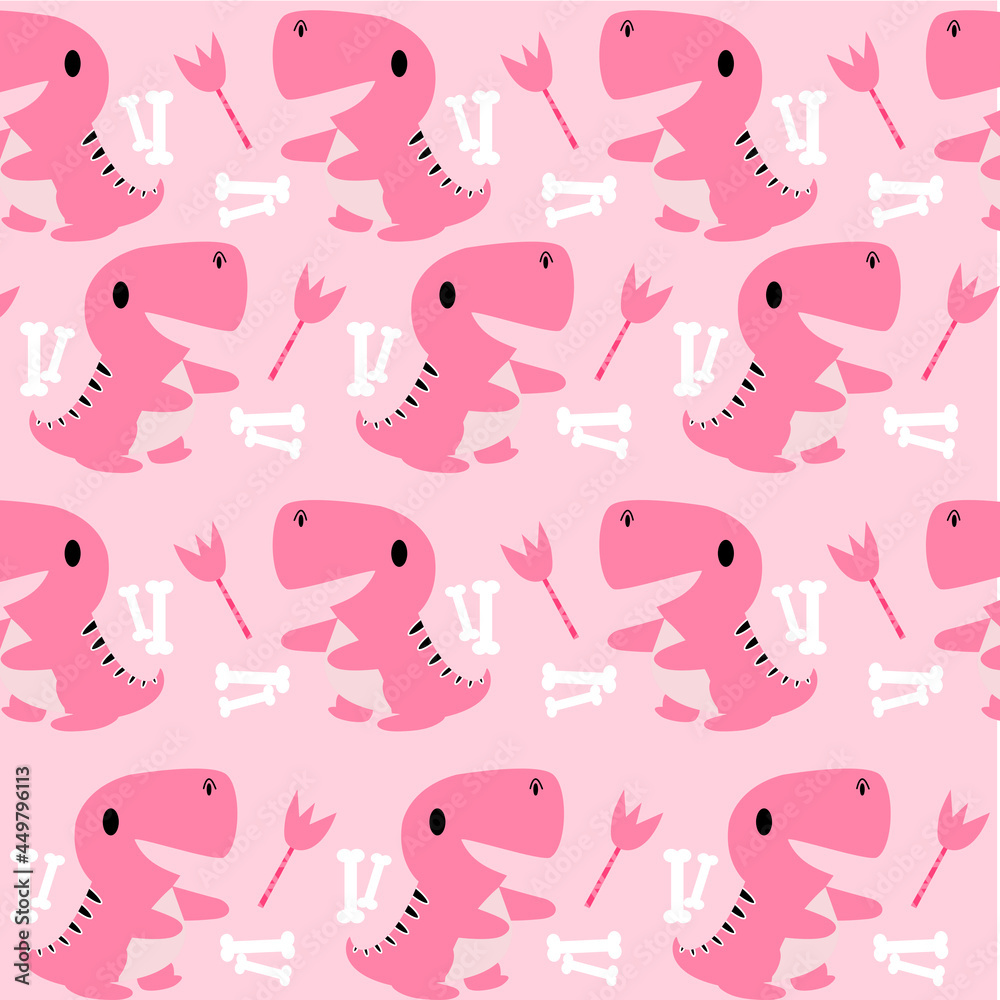 pink dino Cartoon hand drawn character. Dino handdrawn clipart.Isolated ...