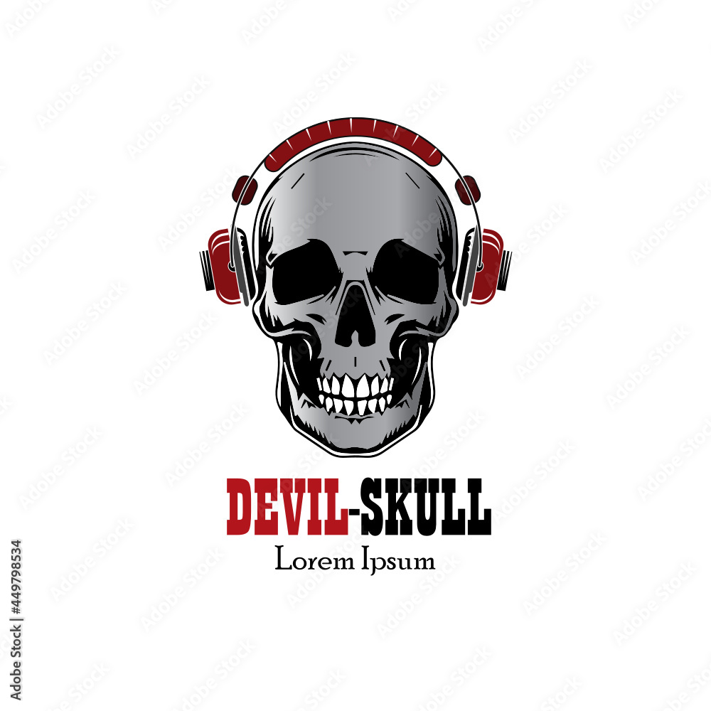 Skull head logo listening to music with earphones. Cool logos, cool and ...