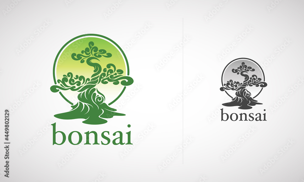 bonsai tree logo, nature, agriculture company logo, etc - vector. Stock ...