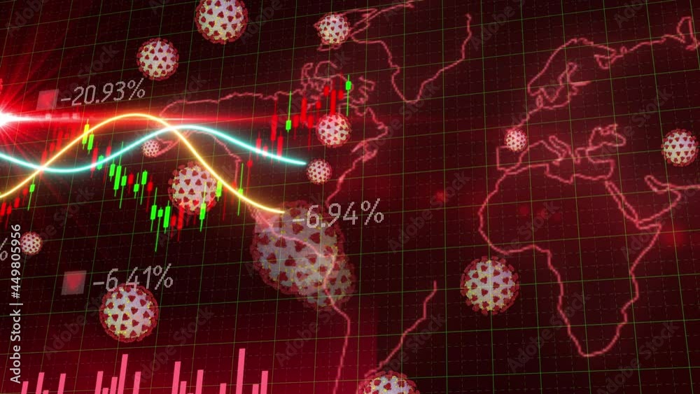 Motion of red green candlestick graph chart of stock market trading ...
