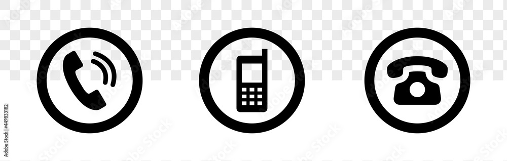 Isolated telephone simbols on white background. Phone icon set. Stock ...