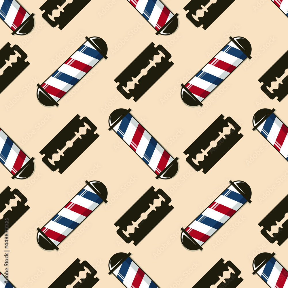 Barbershop background, seamless pattern with Barber Pole and Safety ...
