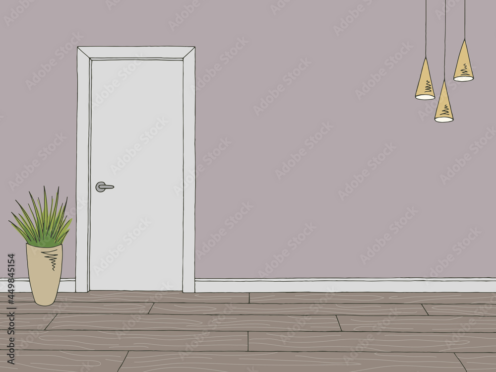 Room graphic color empty home interior sketch illustration vector Stock ...