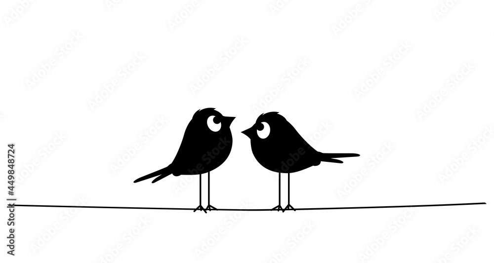 Birds On Wire Silhouette