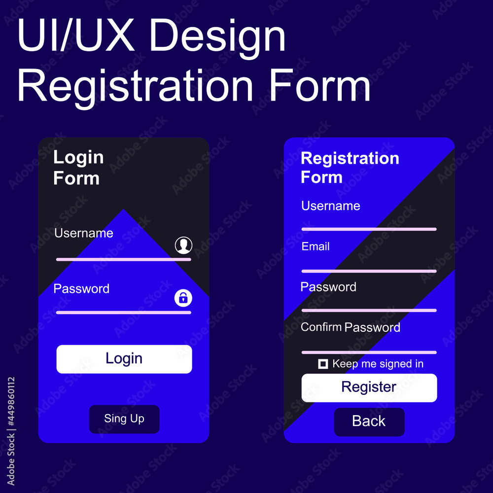 Set of Sign Up and Sign In forms. Registration and login forms page ...