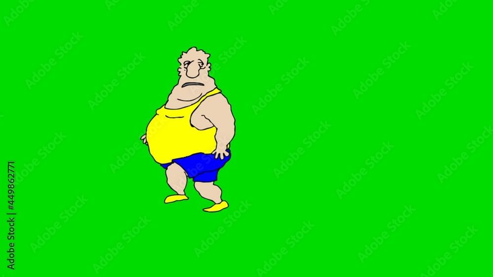 fat man running for less weight 2D hand drawn animation.4K.Includes ...
