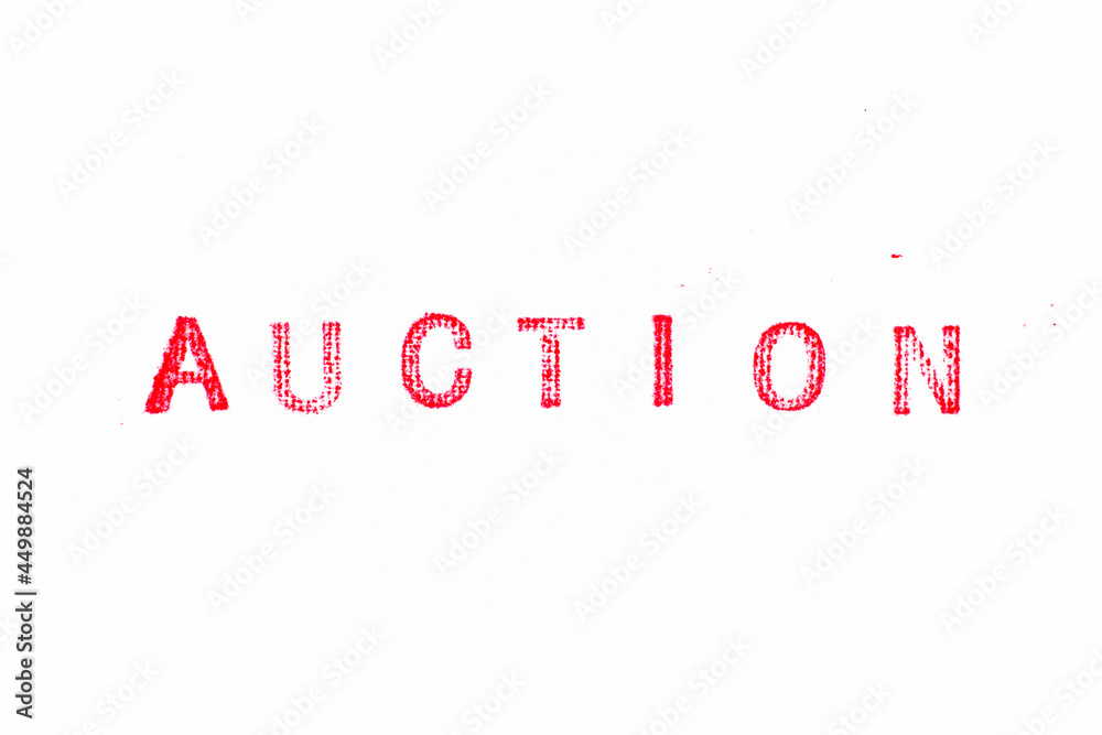 Red color rubber stamp in word auction on white paper background Stock ...