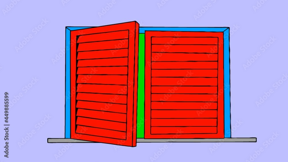 Old style wooden shutters opening 2D hand drawn animation.4K.Includes ...
