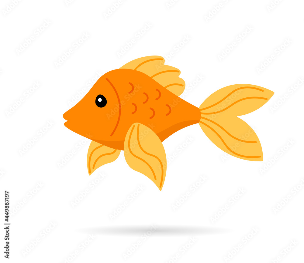 Golden fish icon. Clipart image isolated on white background Stock ...