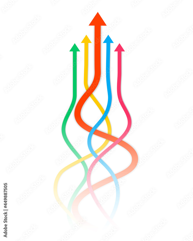 Five intertwined arrows image. Clipart image Stock Vector | Adobe Stock