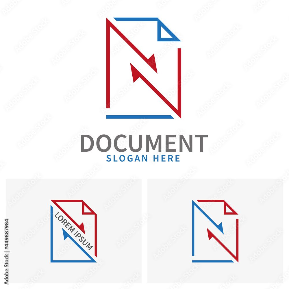 Set Logo document. Sheets of paper with arrows depicts the exchange of ...