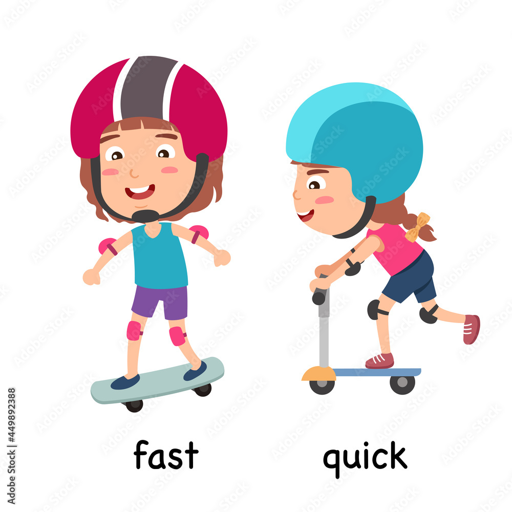 synonyms adjectives fast and quick vector illustration Stock Vector ...