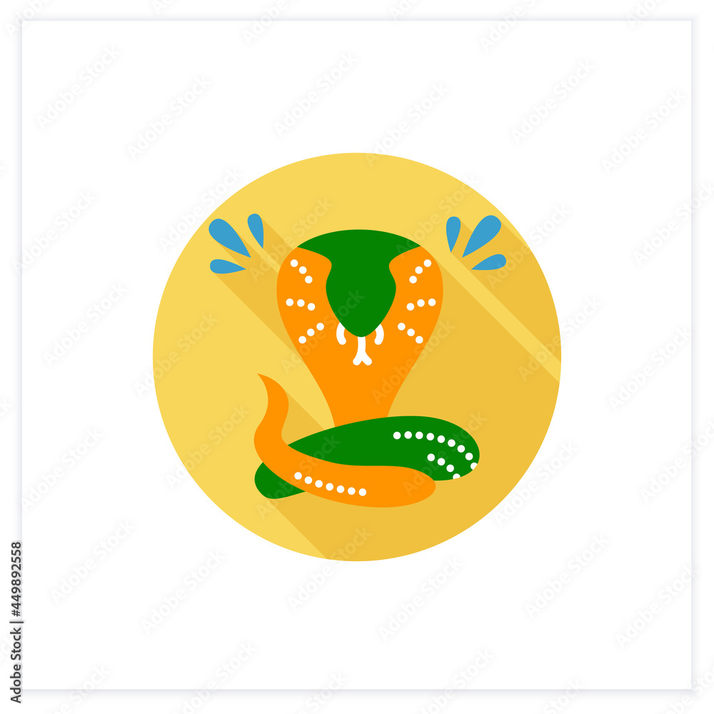 King Kobra flat icon. Sacral, totem animal. Indian National symbol ...