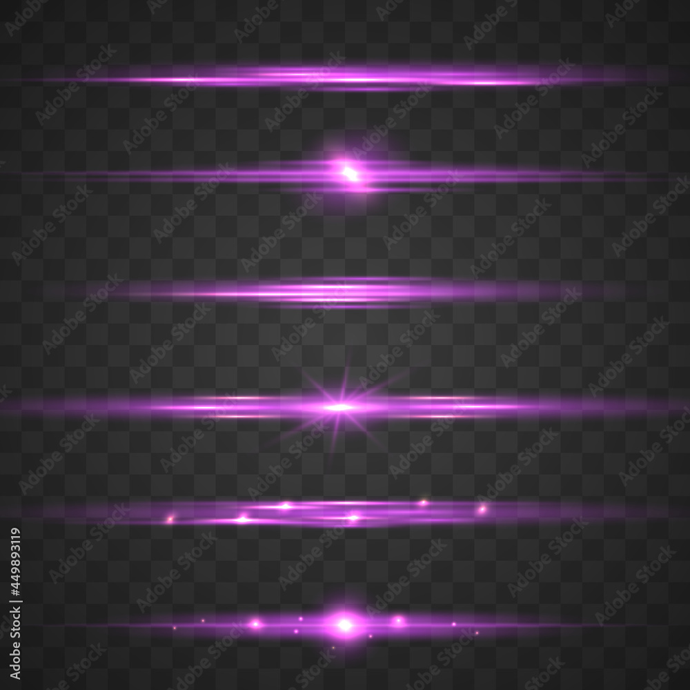 Glowing purple, pink light effects isolated on transparent background ...