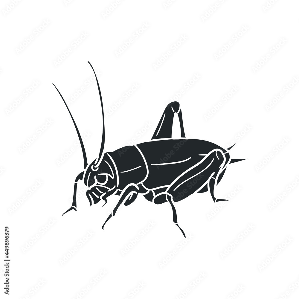 Cricket Bug Icon Silhouette Illustration. Animal Insect Vector Graphic ...