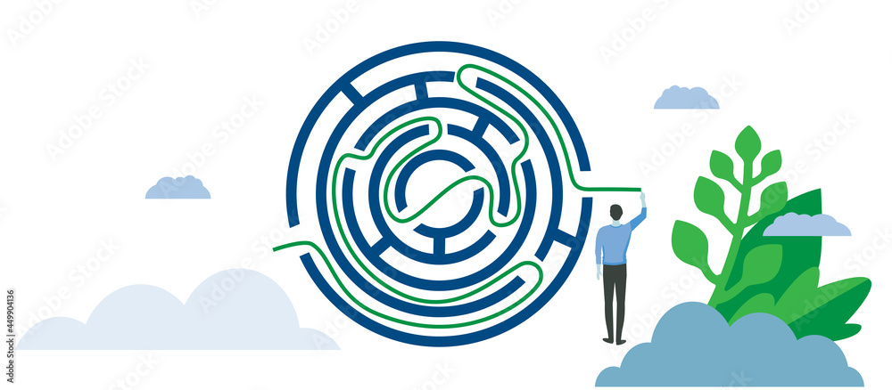 Business maze puzzle solution. Problema solution success concept vector ...